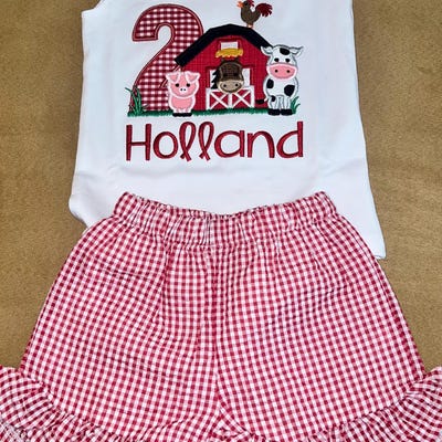 Barnyard Birthday Farm Shirt With Farm Animals Girl Farm Birthday Shirt ...