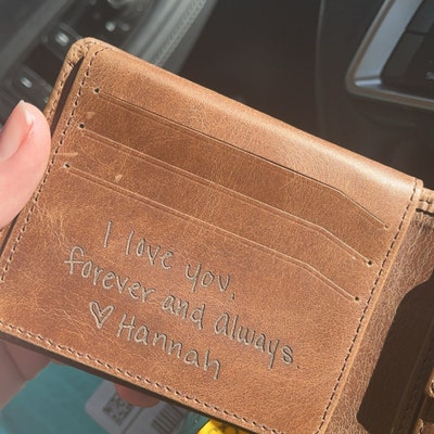 Leather Wallet Engraving Available for All Message, Text, Initials ...