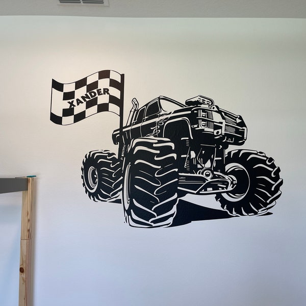 Monster Truck Custom Name Wall Decal Monster Car Decal Personalized ...