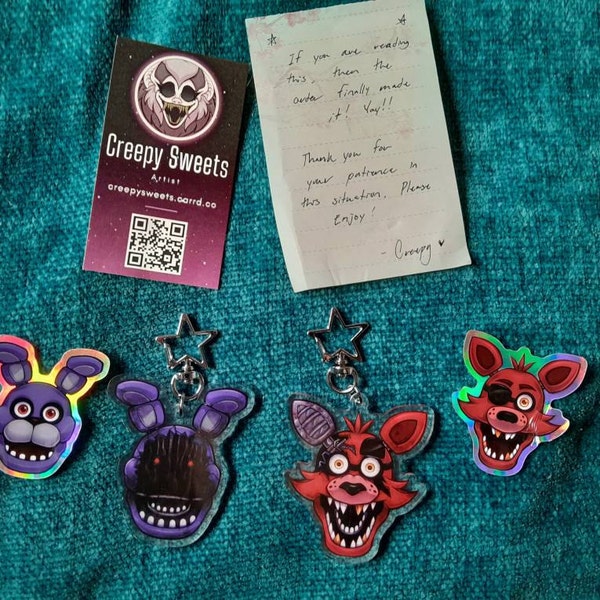 FNAF Keychains Freddy, Bonnie, Chica, Foxy 2.5" Double-sided Acrylic ...