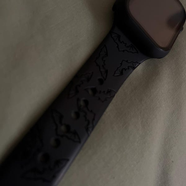Bats, Bat Halloween Silicone Watch Band Laser Engraved, Apple Watch ...
