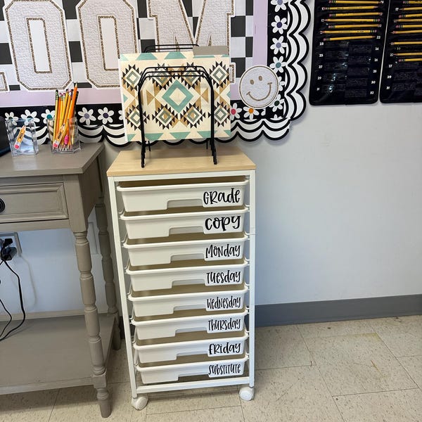 Classroom Labels, Rolling Cart Labels, Rainbow Cart Labels, Rolling ...