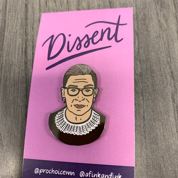 RBG Dissent Pin Hard Enamel Lapel Pins 1.5 Black White Supreme Feminism ...