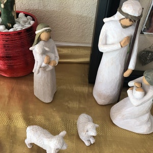 Willow Tree Holy Family Nativity Figurines With Cypress Trees Set of 8 ...