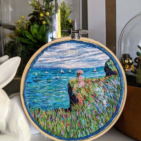 Thread Painting Inspired by Claude Monet. Hand Embroidery. Pastoral ...