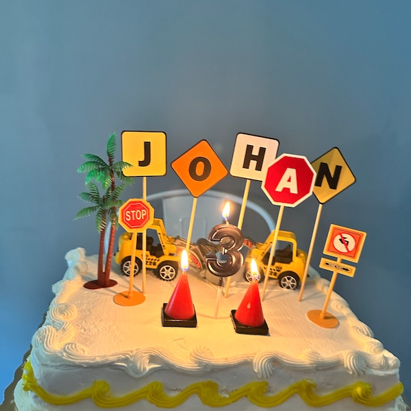 Construction Theme Cake Topper - Construction Birthday, Boy Birthday ...