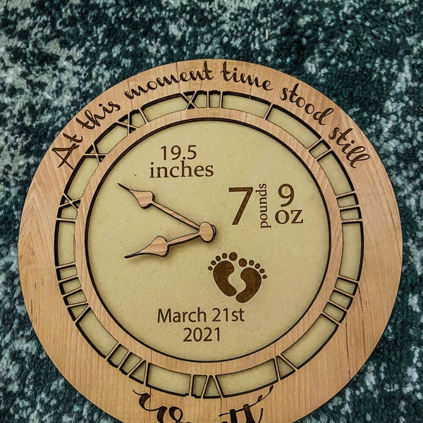 Personalized Birth Announcement - Clock Birth Announcement - Set to ...