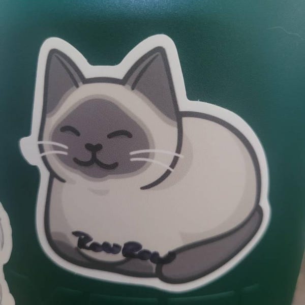 Cream Siamese Cat Loaf Sticker; Flamepoint; Waterproof Dishwasher Safe ...