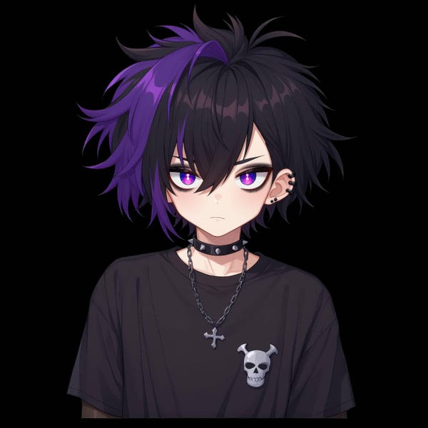 Pngtuber: Goth Punk Boy, Giftuber, Veadotube, Discord, Live2d Vtuber ...