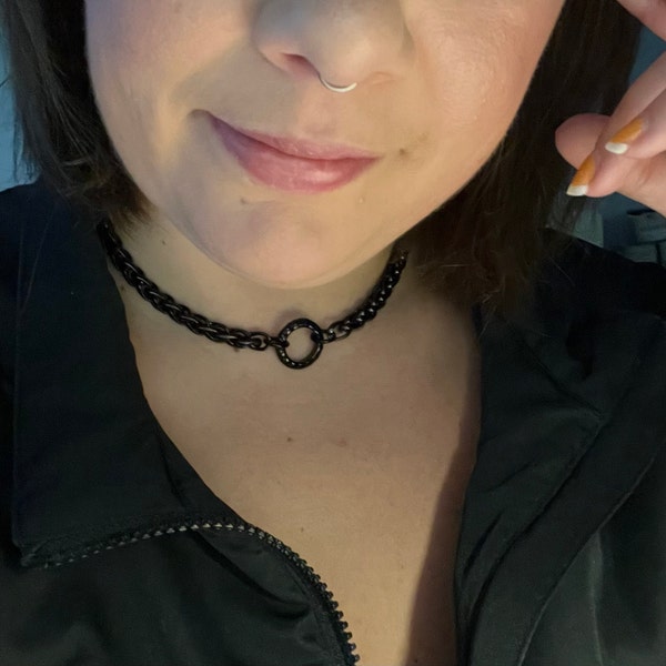 Discreet Locking Day Collar With Black Stainless Steel Wheat Braid ...