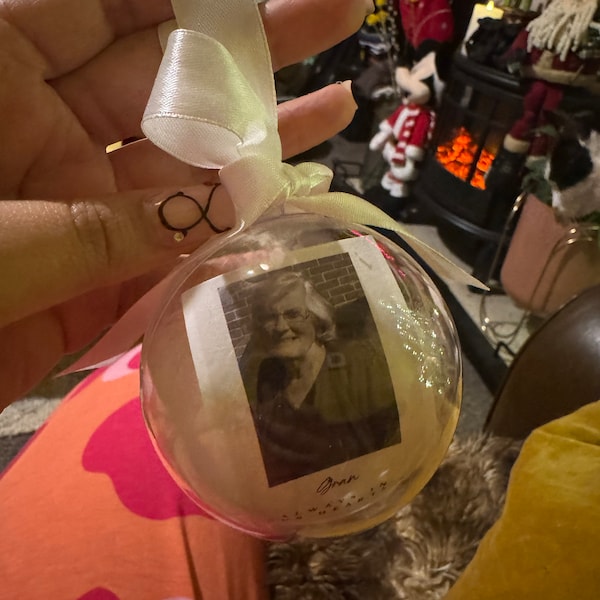 Photo Memorial Memory Bauble | Loved One | Personalised - Etsy UK