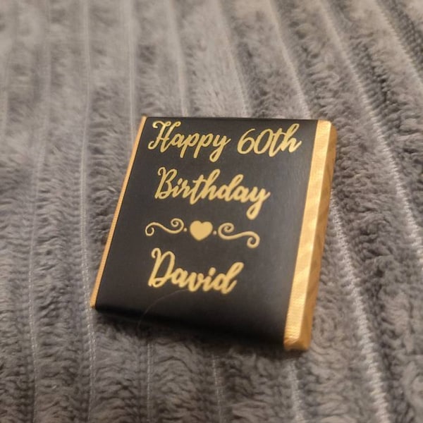 Personalised Happy Birthday Party Favours Chocolate Favours Black ...