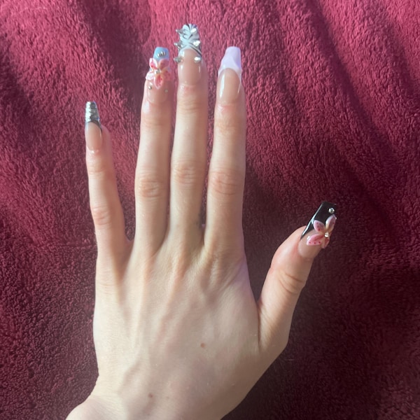 Swan Nails ,bpw Nails Hand Painted Nail,custom Press on Nails,3d Nails ...