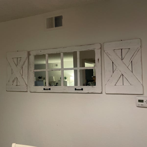 8 Pane Farmhouse Wall Decor Window Mirror - Rustic Window Mirror ...