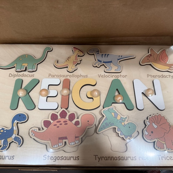 Dinosaur Name Puzzle Dinosaur First Birthday Gift Birthday Decorations ...
