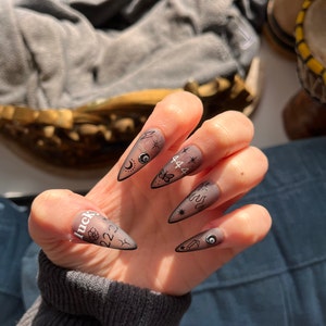 Forest Foliage Cottagecore Hand-painted Press-on Nails - Etsy