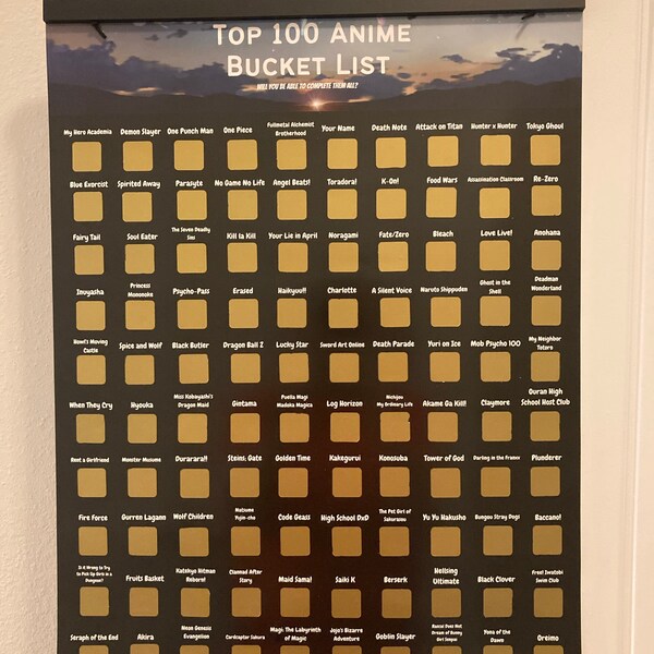 Top 100 Scratch off Anime Bucket List Poster - Etsy