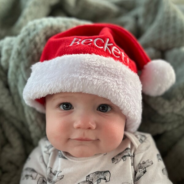 Baby Classic Fleece Personalized Santa Hat, Custom Santa Hats, Hats for ...