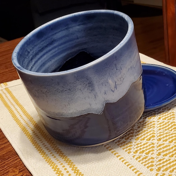 Blue Stoneware Dinnerware Set of 4, Pottery Dinnerware Set Rustic ...