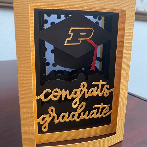 3D Congrats Graduate Shadowbox Card SVG Cut File (folds Flat) for High ...
