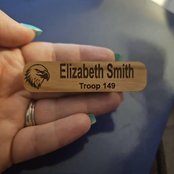 Laser Engraved Wooden Name Tag - Etsy