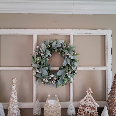 Eucalyptus Boxwood Farmhouse Wreath for Front Door Farmhouse Decor ...