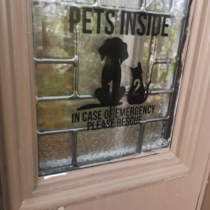 Emergency Pet Rescue Window Sticker Pets Inside Rescue Decal for Dog ...
