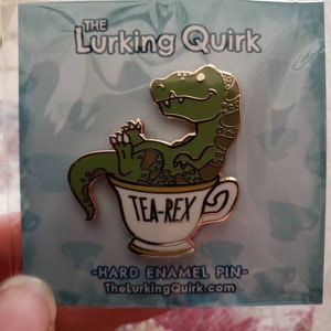 Tea Rex Hard Enamel Pin, Funny Dinosaur Pun Metal Pin - Etsy