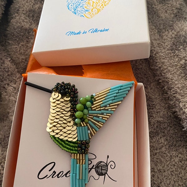Kolibri grün gelb Perlen Stickerei Schmuck Brosche, Colibri Pin Brosche ...