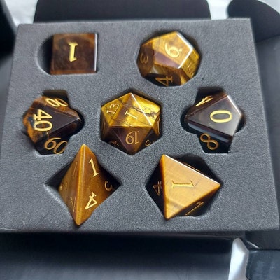 Custom Stone Dnd Dice Set Tiger Eye Dnd Dice Set Sorcerer Dungeons and ...