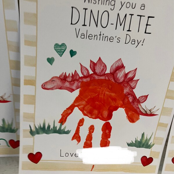 Dinomite Valentine, Dinosaur Gift From Toddlers, Stegosaurus Handprint ...