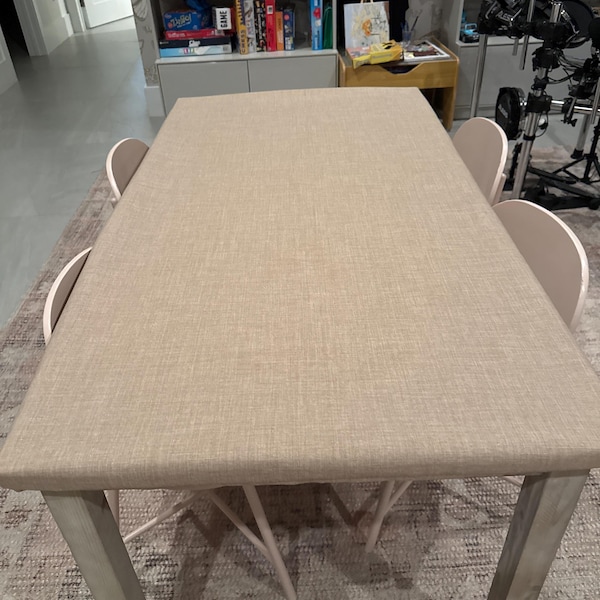 PADDED LINEN Tablecloth NOLAN Stain-resistant Custom Size Fitted ...