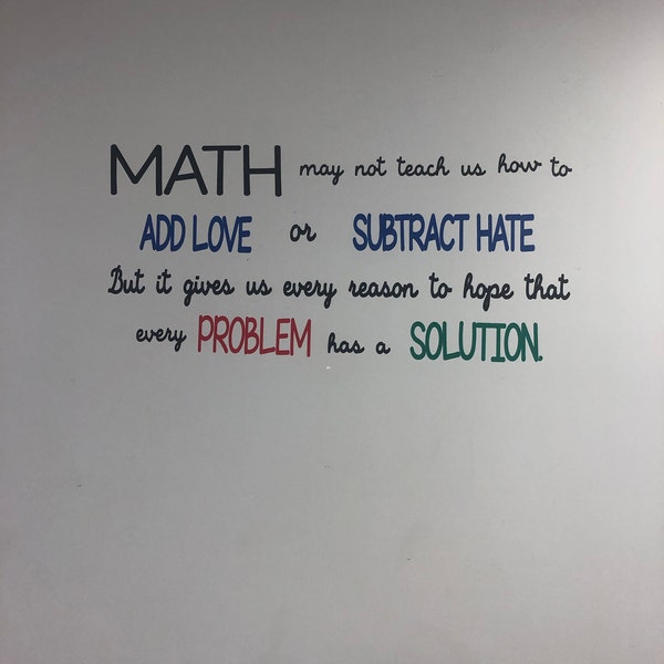 Math Vinyl Wall Decals for Classroom // Add Love, Subtract Hate - Etsy