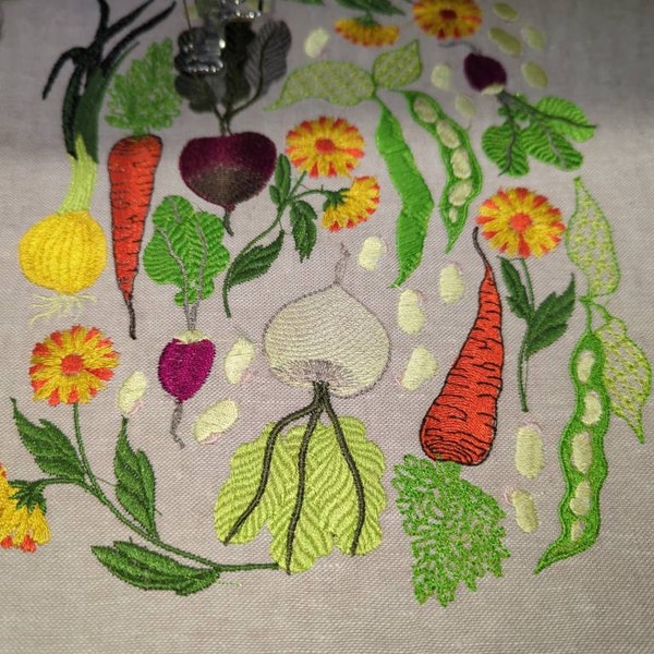 Happy Vegetables Garden Machine Embroidery Herb Salad Greens Plants ...