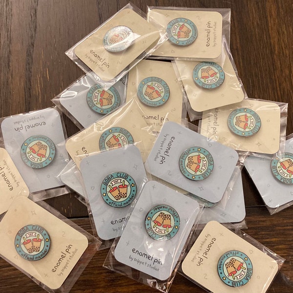 Boba Club Enamel Pin | Cute Hard Enamel Pin | Boba Bubble Tea Pin ...