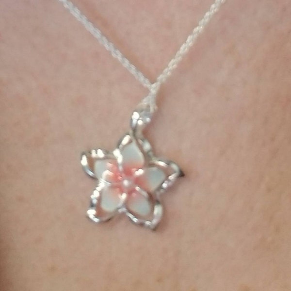Plumeria Necklace, Hawaiian Flower Jewelry, 925 Sterling Silver - Etsy