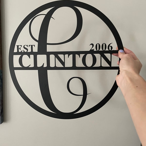 Last Name Sign EST Initial Sign, Personalized Family Name Metal, Metal ...