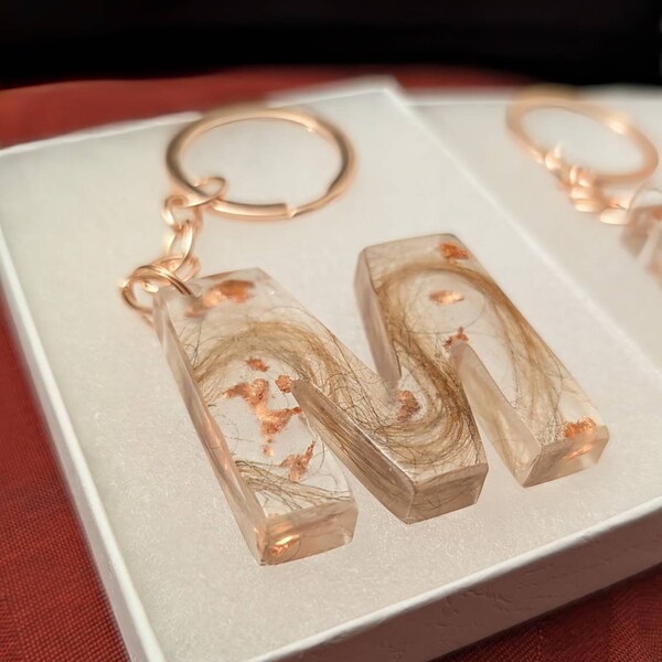 Rose Petal Initial Keyring, Large Letter Keychain, Resin Initial ...