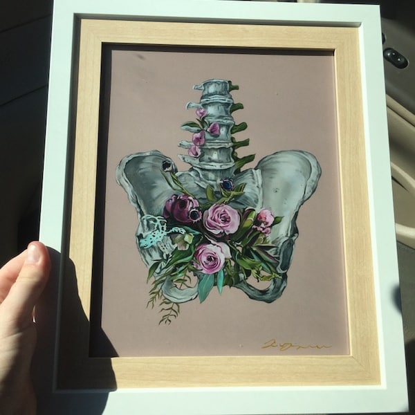 Floral Pelvis Print of Oil Painting - Anatomical Art Print - Human Body ...