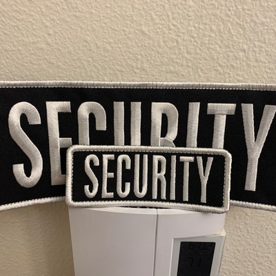 Security Embroidery Patch 10x4 and 5x2 Inches Hook Backing All White ...