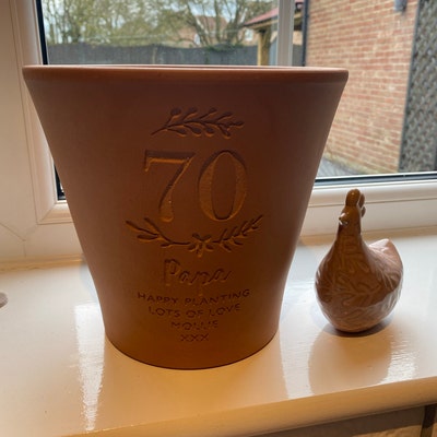 70th Birthday Personalised Plant Pot Engraved 70th Birthday Gift for ...