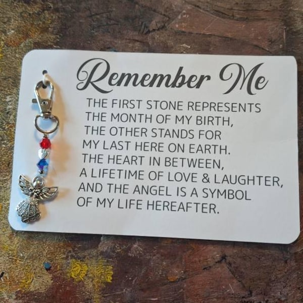 Custom Memorial Keychain - Remember Me Keychain - Birthstone Keychain ...
