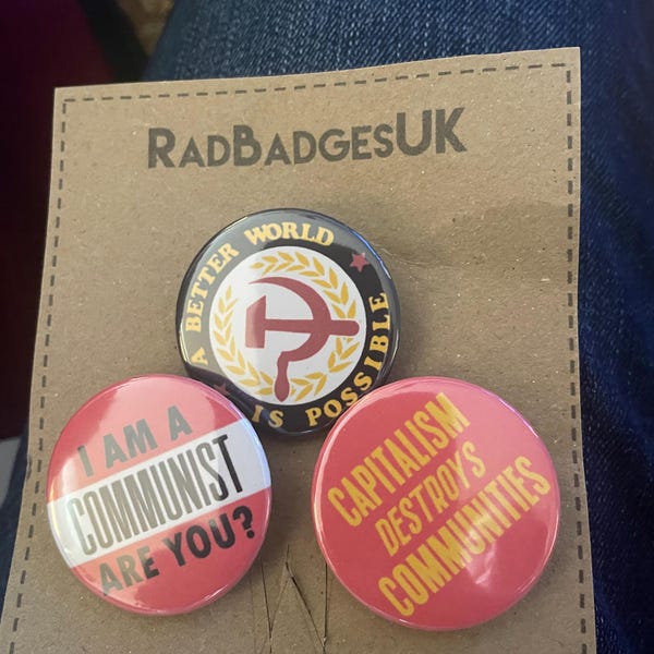 4 Vintage Remake Political Button Badges Socialist Liberal Healthcare ...