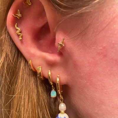 16g Snake Piercing single, 316L Surgical Steel Cartilage, Tragus, Helix ...