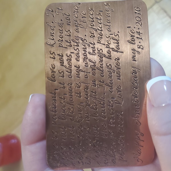 Copper Anniversary - Custom Copper Wallet Insert - Customized Metal ...