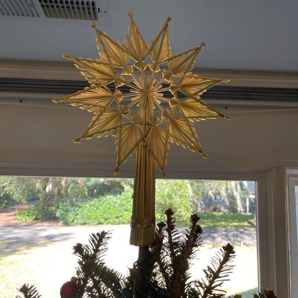 Straw Star Christmas Tree Topper – Handmade Ukrainian Ornament, Rustic ...