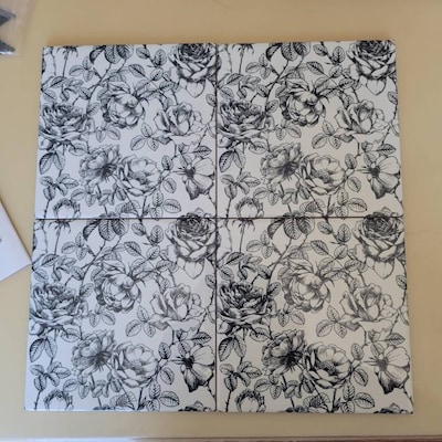 Black and White Toile Floral Ceramic Wall Tiles Backsplash Kitchen Tile ...