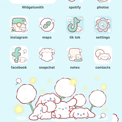 Cute Dreamy Skies Pochac Expansion Pack, Cute Icons, Blue Icon Set, Ios ...