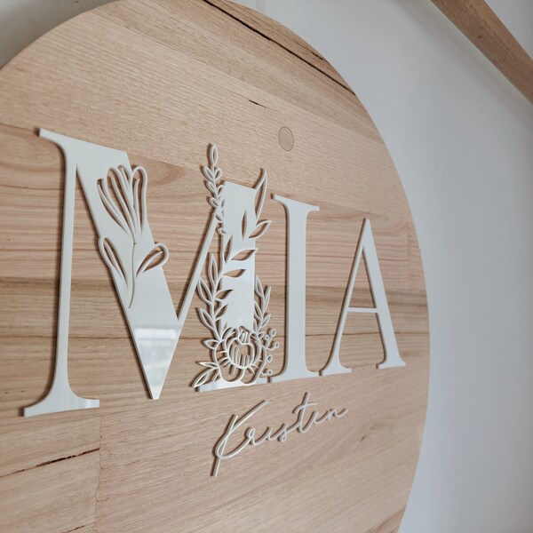 Wooden Floral Initial Arch Plaque - Etsy