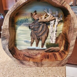 Moose and Wolf Intarsia Wood Wall Art, Moose and Wolf Intarsia Wood Art ...